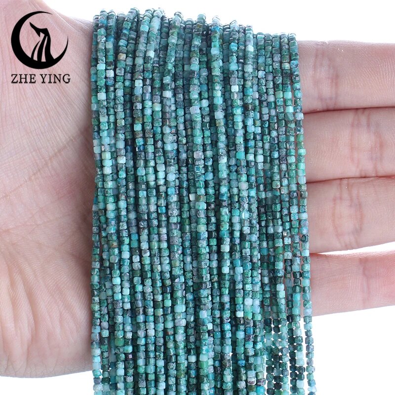 Бусины Zhe Ying 2,5 мм натуральный камень кубические граненые 48Chrysocolla L.1