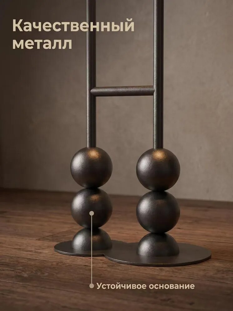 Напольная стальная вешалка матово-черная 175×175×12 см с противоскользящим покрытием, спальни и хранения верхней одежды — фото 1