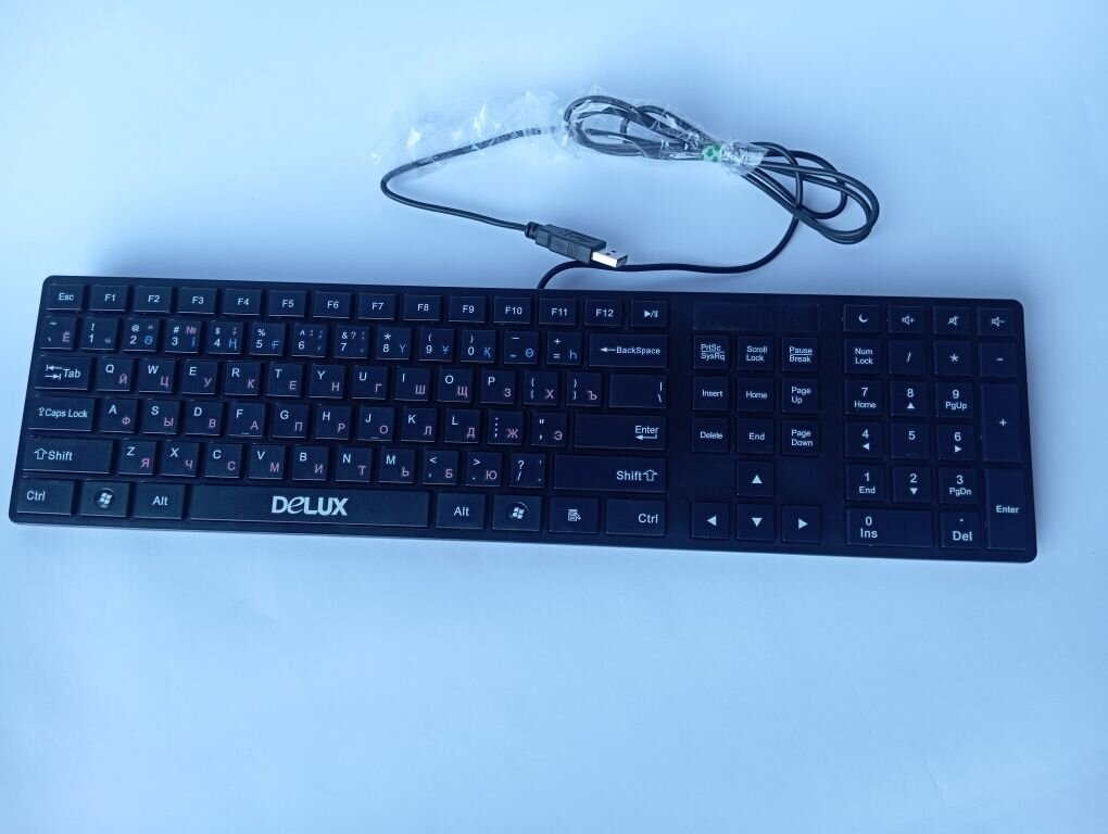 Клавиатура DELUX "DLK1000" Ultra-Slim, USB, чёрная