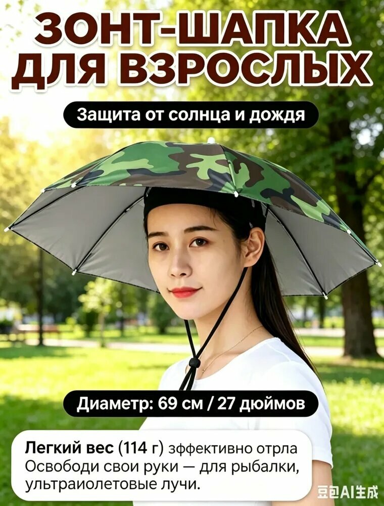 Наружная кепка-зонтик от дождя и солнца, камуфляж