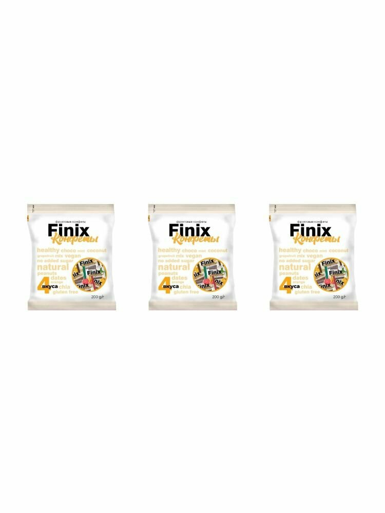 Finix Конфеты Candy Микс фруктовые четыре вкуса, 200г, 3 уп