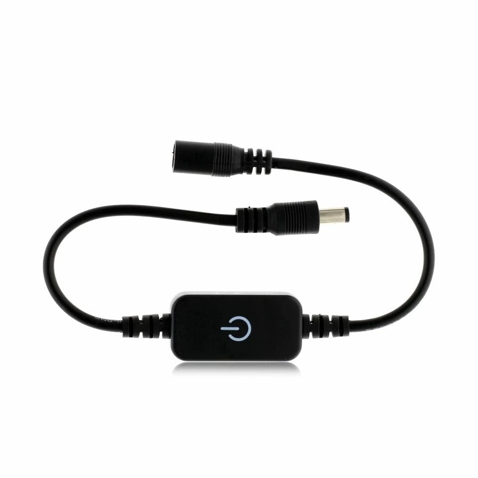 Сенсорный выключатель диммер для монохромной светодиодной LED/ COB ленты, 5.5 х 2.1 мм, черный, 1 шт