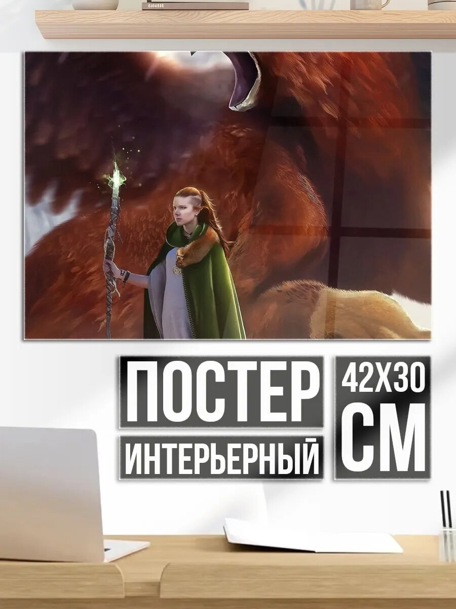 Плакат постер Грифон и рыцарь