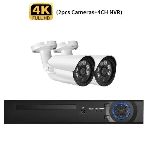 Комплект видеонаблюдения Gadinan 4K Ultra HD с распознаванием лиц искусственным интеллектом 4CH/8CH P2P с детекцией движения наружная IP-камера с звуком XMEye
