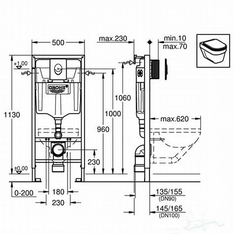 GROHE RAPID SL. Инсталляция для унитаза, квадратная клавиша, чёрная