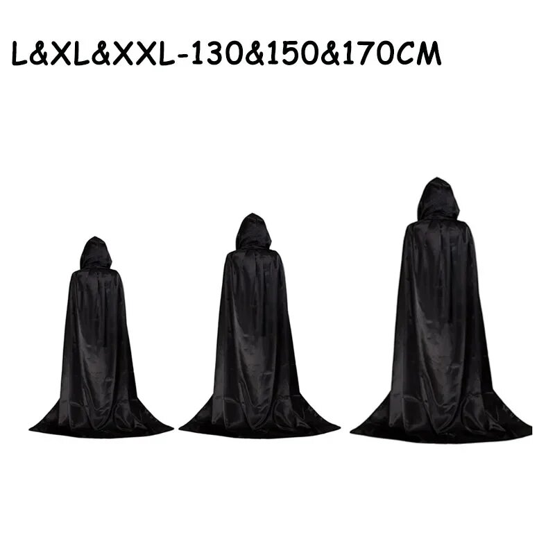Черный плащ с капюшоном L-XL-XXL, 3 шт.
