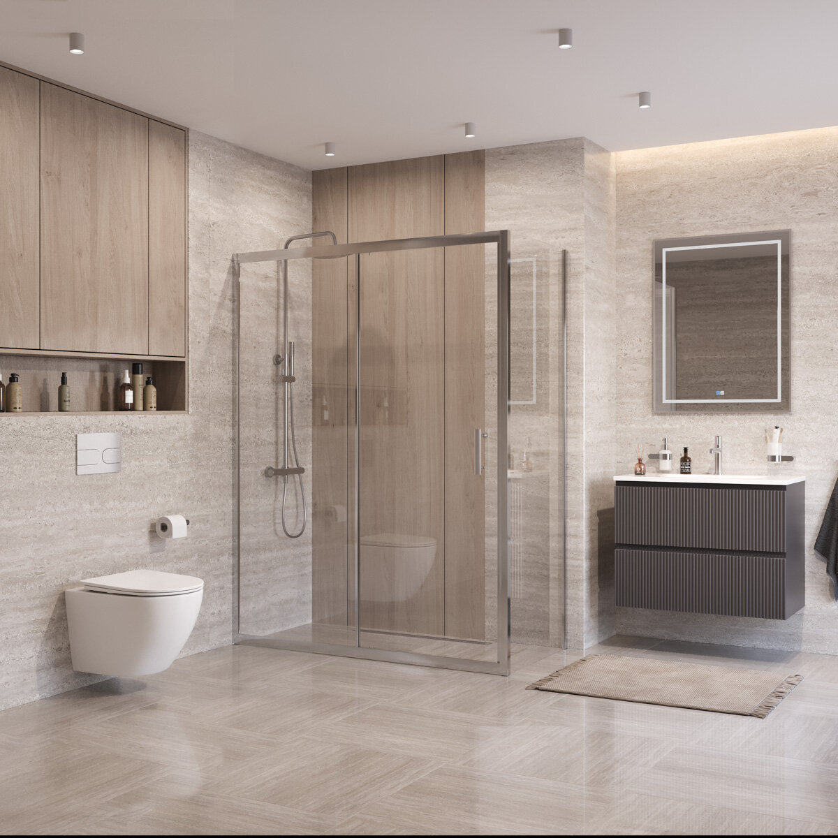 Душевой уголок Belbagno Uno 160х80 UNO-195-AH-1-160/80-C-Cr хром