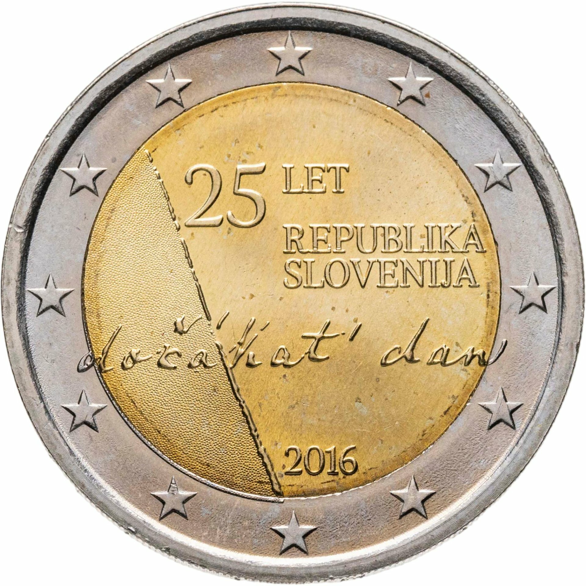 Словения 2 евро 2016 "25 лет независимости", Биметалл, в сохранности UNC