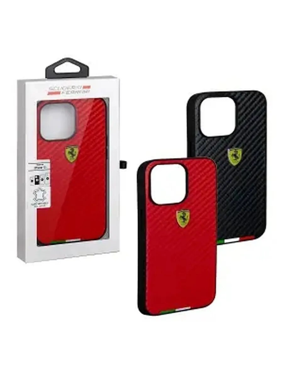 Стильный кожаный чехол для iPhone 13 с дизайном Ferrari