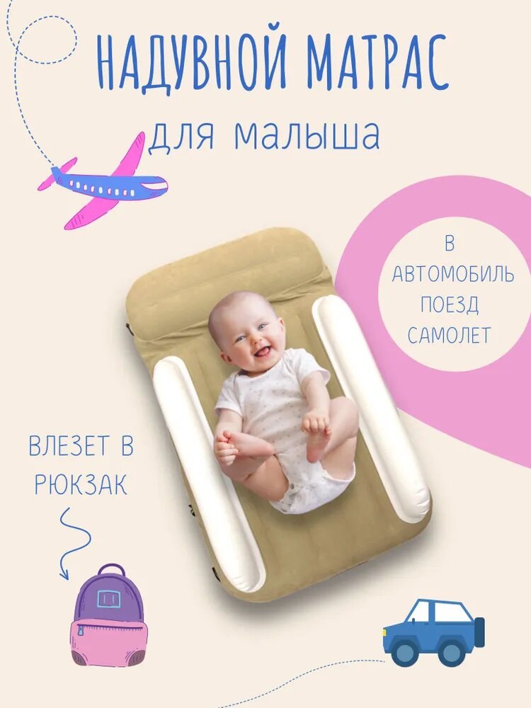 Надувной матрас детский в дорогу, матрасы надувные