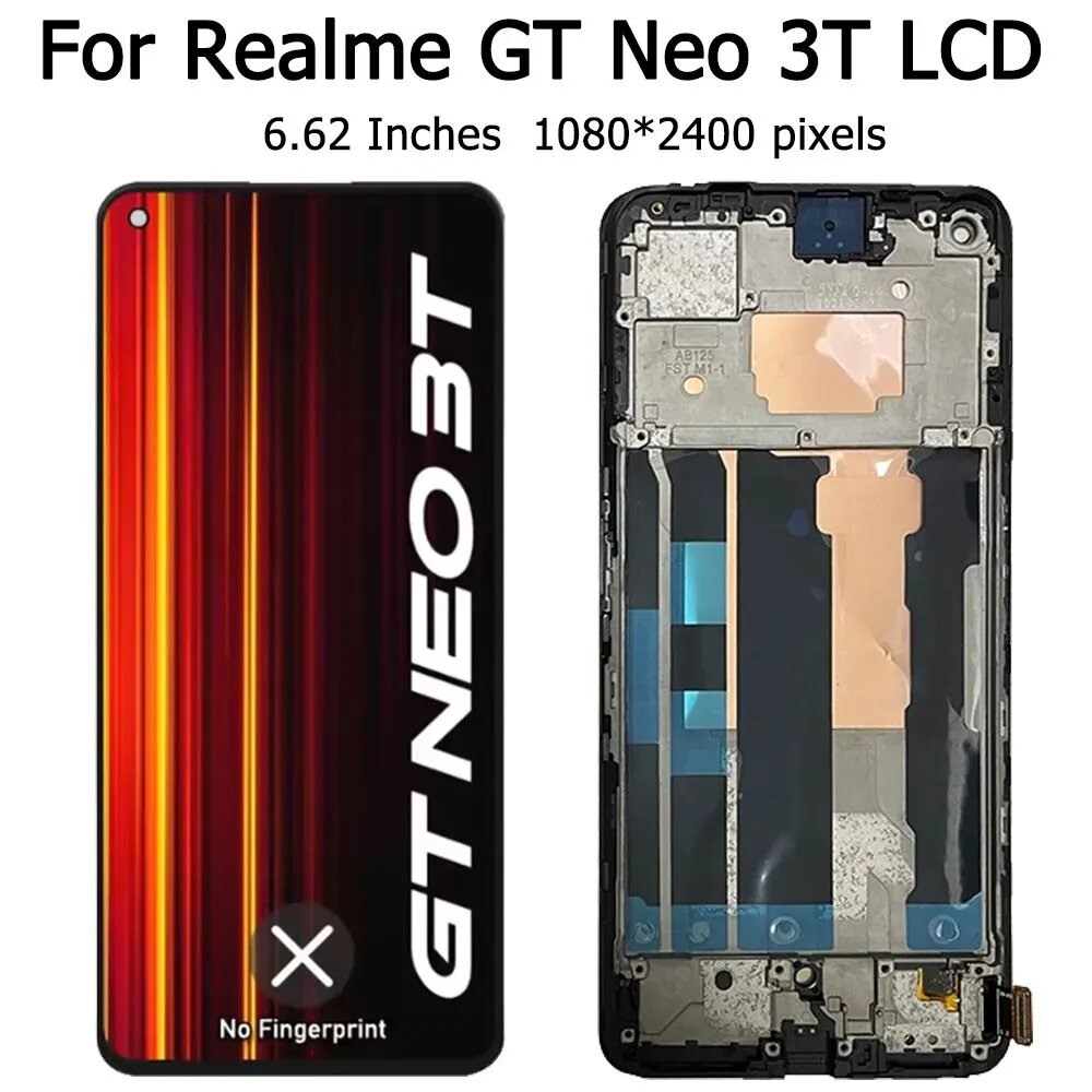 6,62-дюймовый TFT-дисплей для Realme GT Neo 3T, RMX3372, RMX3371, ЖК-дисплей с рамкой, сенсорная панель, блокировка отпечатков пальцев.