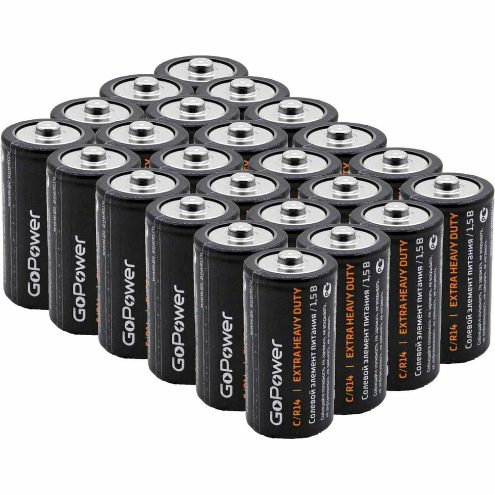 Батарейки GoPower R14 C Shrink 2 Heavy Duty 1.5V 24 шт. в уп. 00-00015596