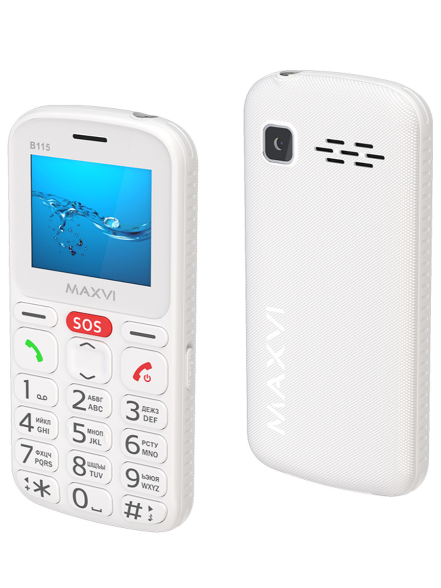 Мобильный телефон Maxvi B115 Белый 2 sim 2″ TFT 2G 1400 mAh RU