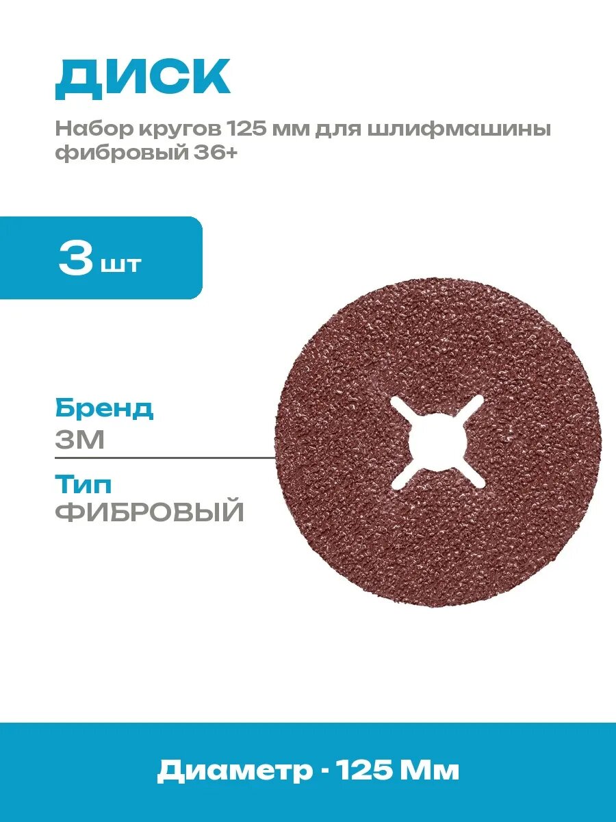Фибровые круги для болгарки 125 36 комплект 3 шлифовальных
