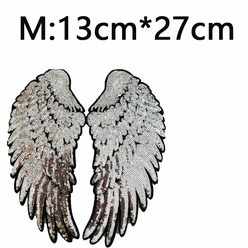 Блестящие нашивки крылья ангела Silver M