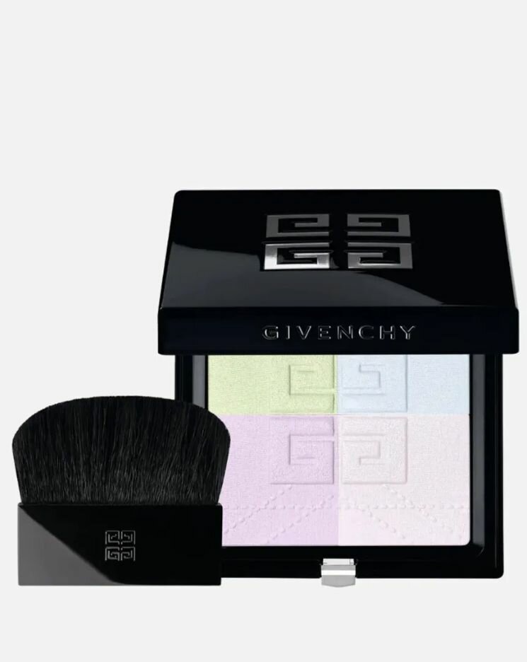 Givenchy Prisme Libre Компактная прессованная пыль 4-в-1, #01 Pastel , матирующая корректирующая пыль для лица с зеркалом и кистью для фиксации макияжа,9,5 г компактная пудра матирующая пудра корректирующая пудра