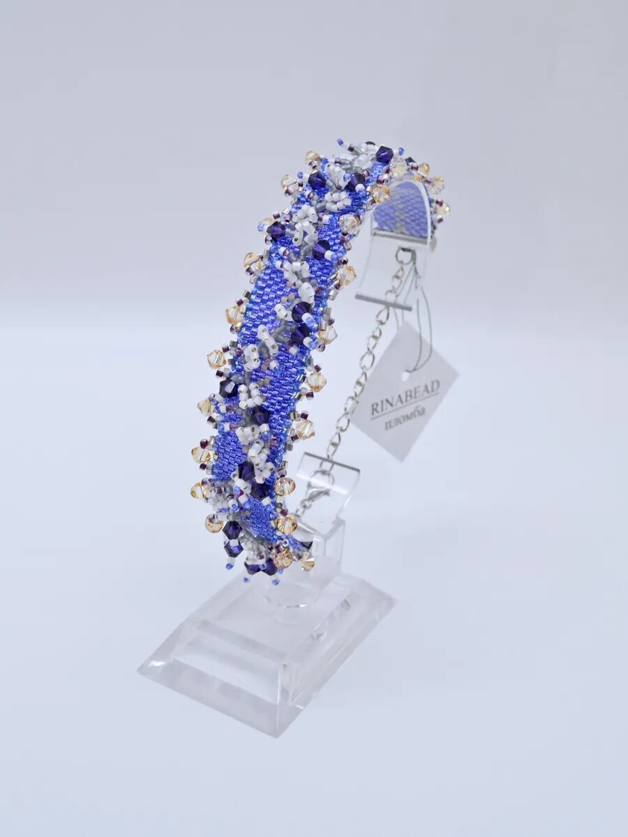 Плетеный браслет, кристаллы Swarovski