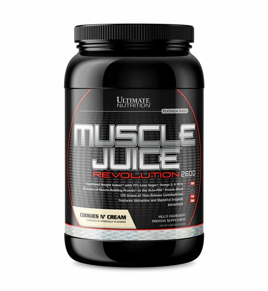 Ultimate Nutrition Muscle Juice Revolution, Гейнер, для набора мышечной массы, порошок 2,12 кг вкус печенье со сливками