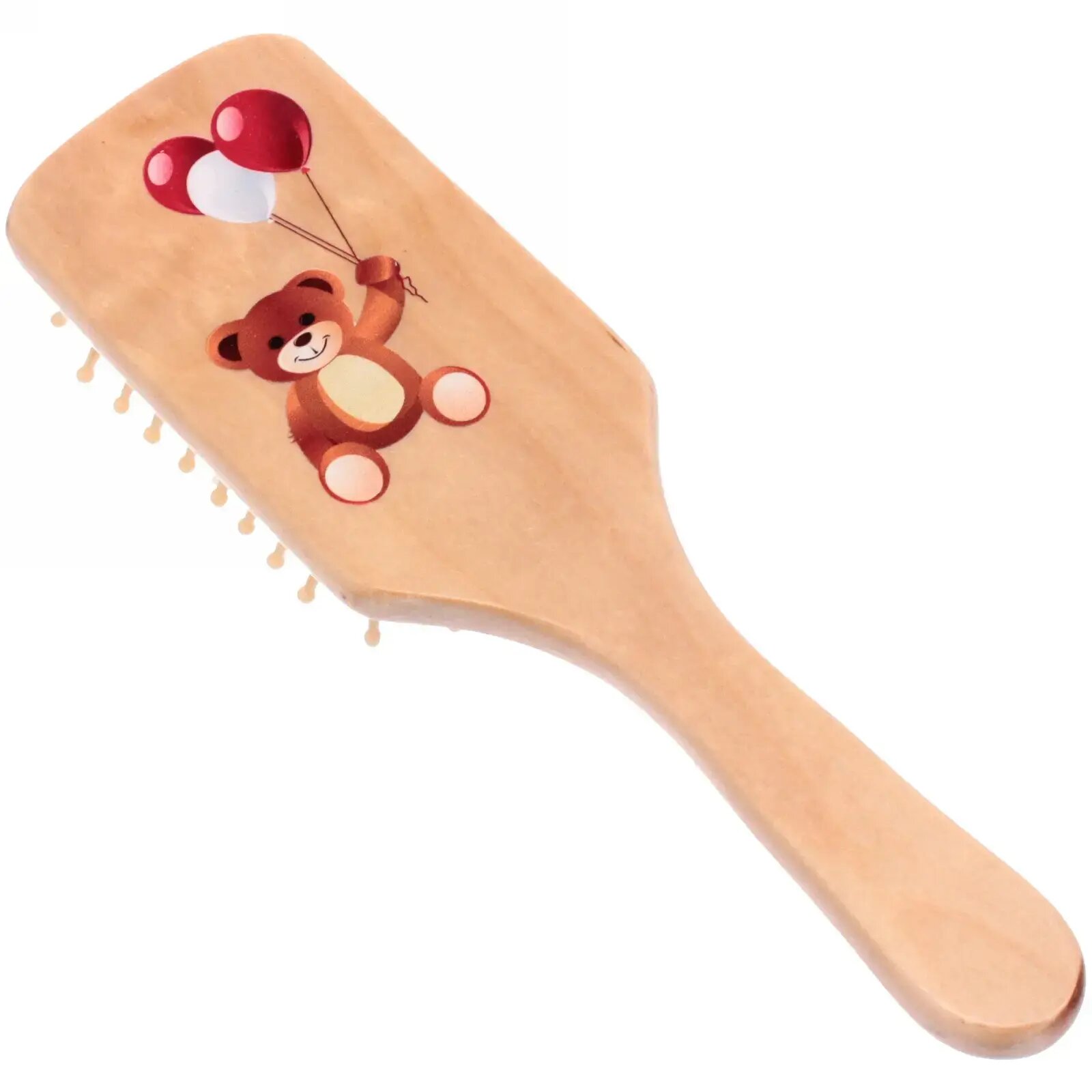 Расческа детская массажная «Baby brush» с медвежонком, дерево и пластик, 22х6,5 см, нежный уход