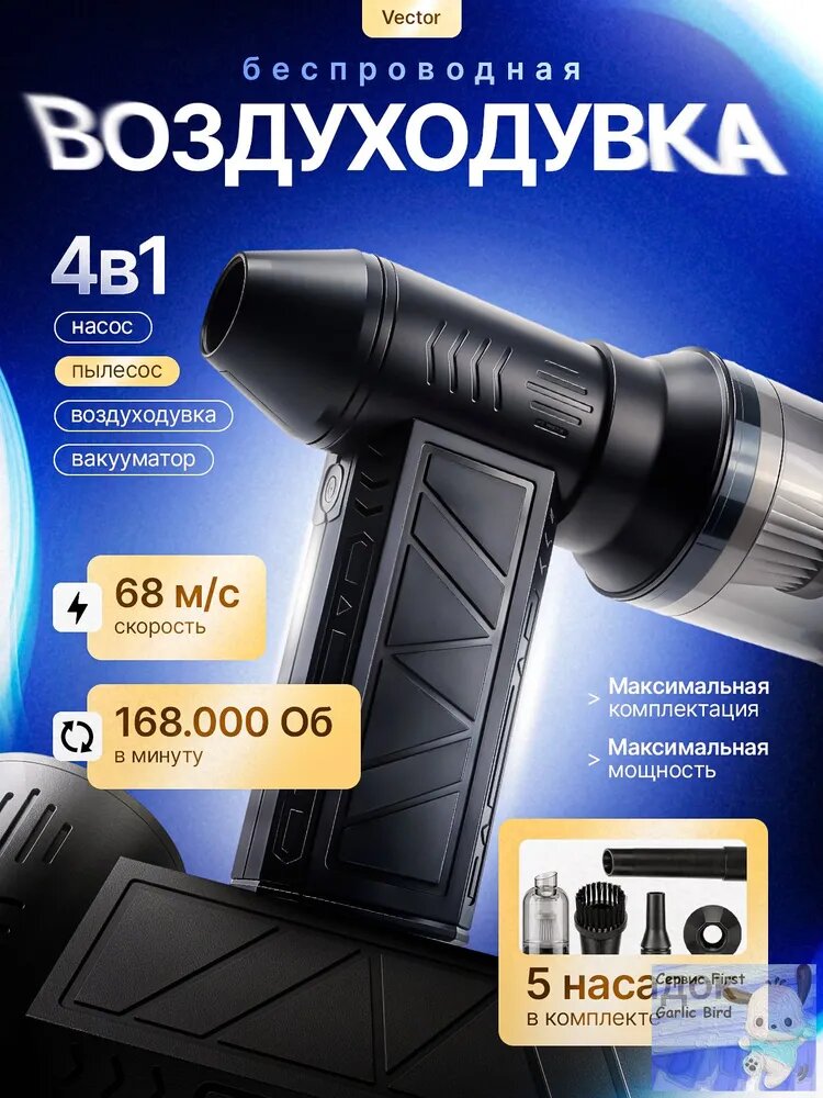 Воздуходувка пылесос турбо портативная аккумуляторная, Ветродуйка с функцией пылесоса / Воздуходувка для компьютера, Турбовентилятор