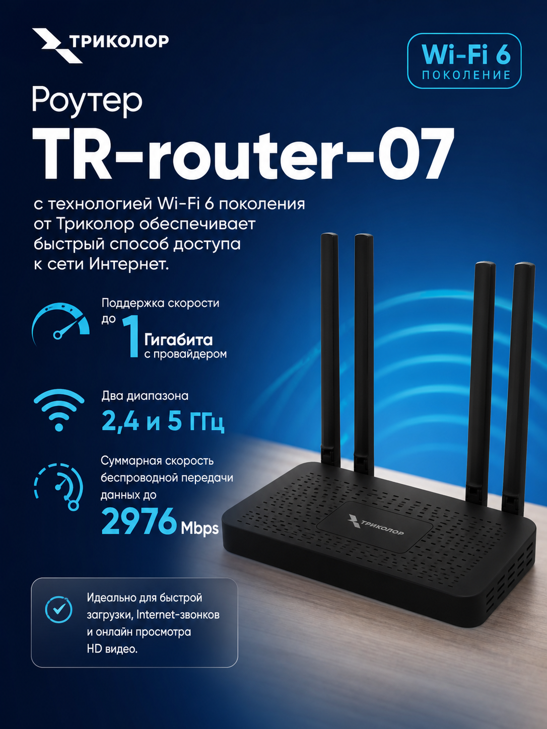 Роутер wi-fi для дома мощный для интернета проводной двухдиапазонный TR-router-07