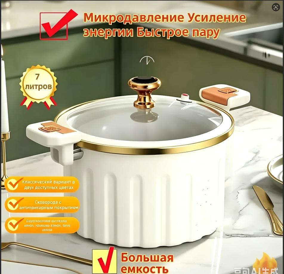 Эмалированная кастрюля для супа высокого давления, бинауральная кастрюля для супа, утолщенная, молочно-белая, 7,8 л
