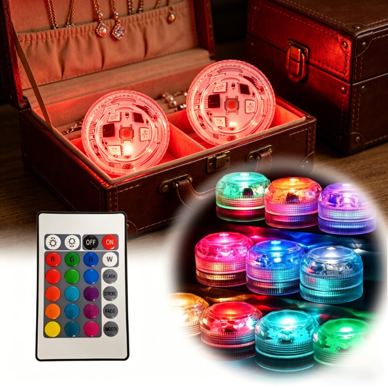 Мини-светодиодный фонарь для дайвинга и чайной свечи с пультом ДУ, RGB-подсветка, 2 шт.