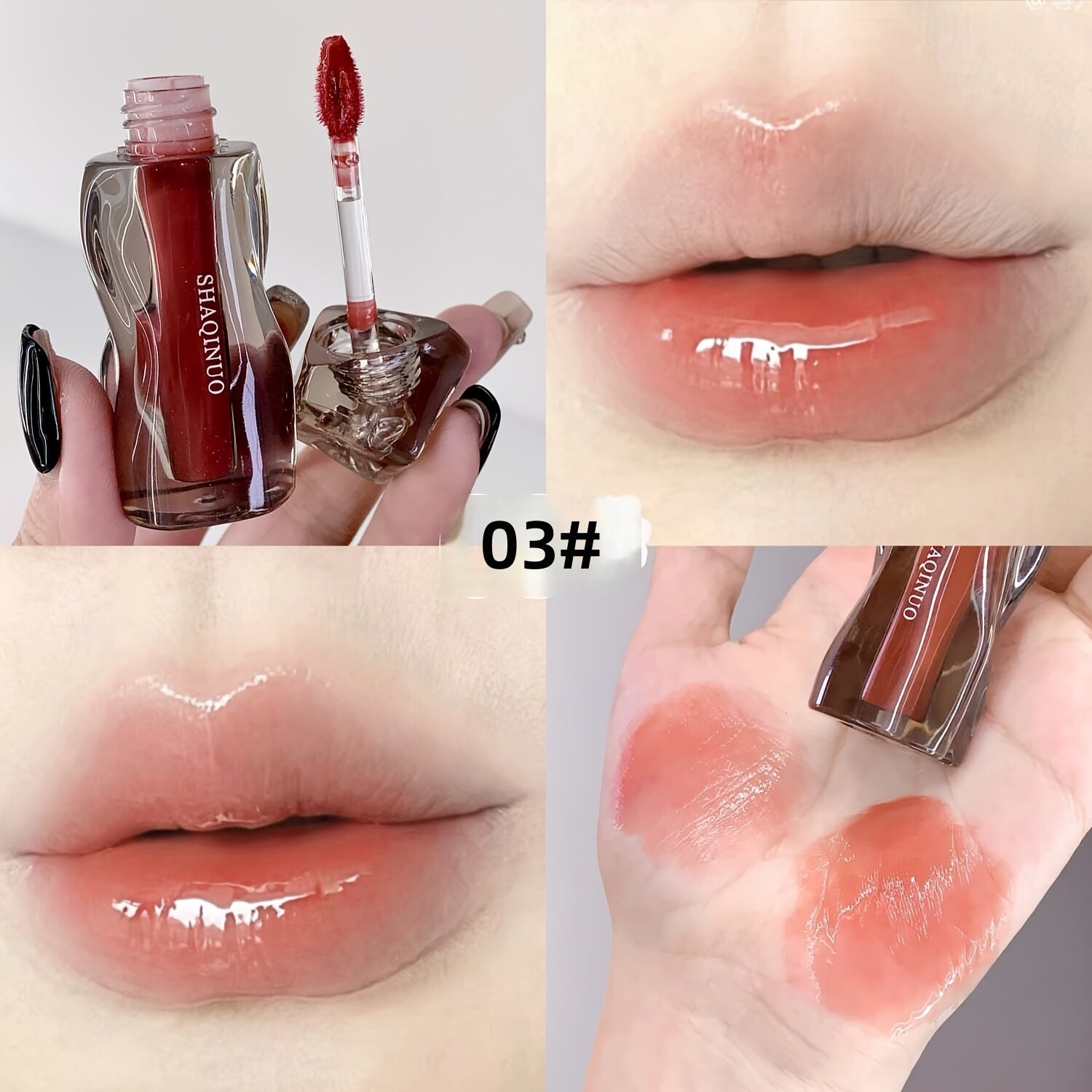 Губной блеск глянцевый прозрачный, нелипкий, жидкий, цвет 03# Bubble Sweet Orange