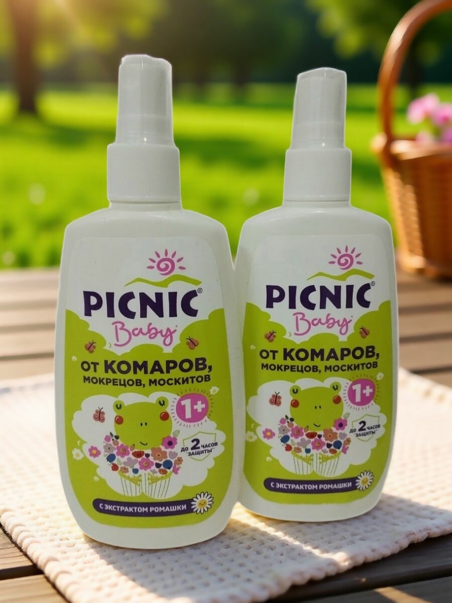 Спрей детский от комаров, мокрецов, москитов PICNIC 120 мл-2 штуки