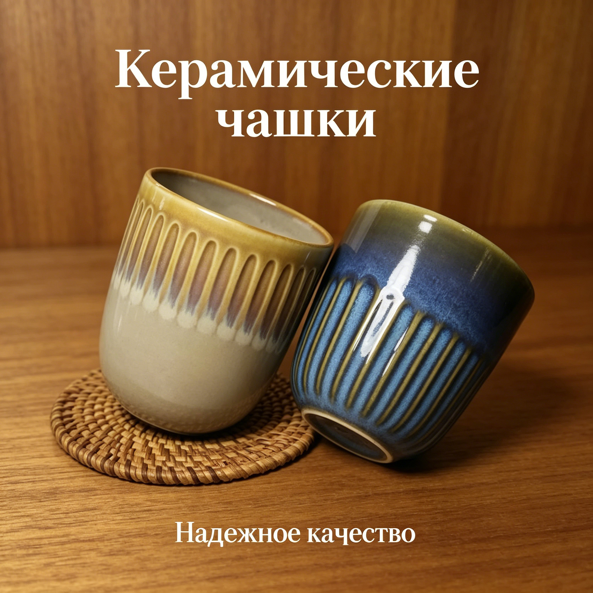 Стаканы керамика набор 2 шт кружки керамика серо-коричневый цвет для кофе чая 260 мл набор стаканов чашка керамическая