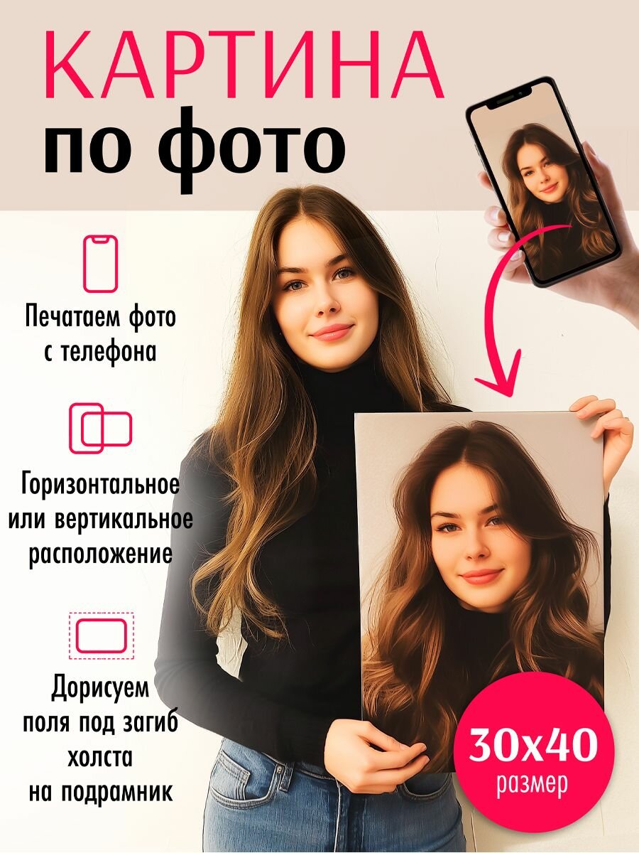 Картина по фото / портрет на холсте / фото на холсте 30смх40см К-3040