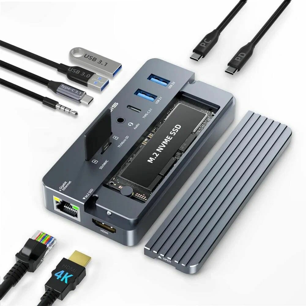Док-станция 10 в 1 Acasis CM073, хаб USB-C с HDMI, SD/TF