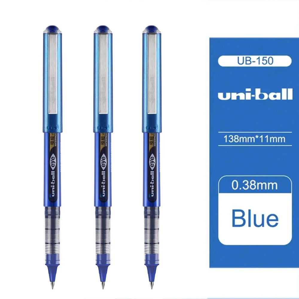 Гелевые ручки Uni-ball UB-150, синий, 0.38 мм, 3 шт