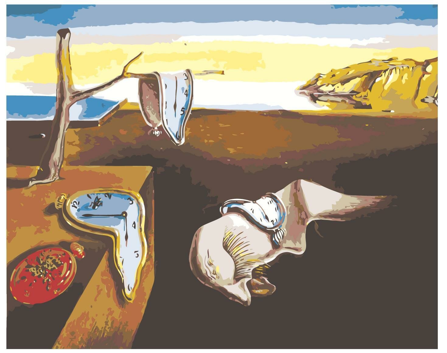 Картина по номерам, 40 x 50, ARTH-Dali, Сальвадор Дали, сюрреализм, постер, Постоянство памяти, часы, картина