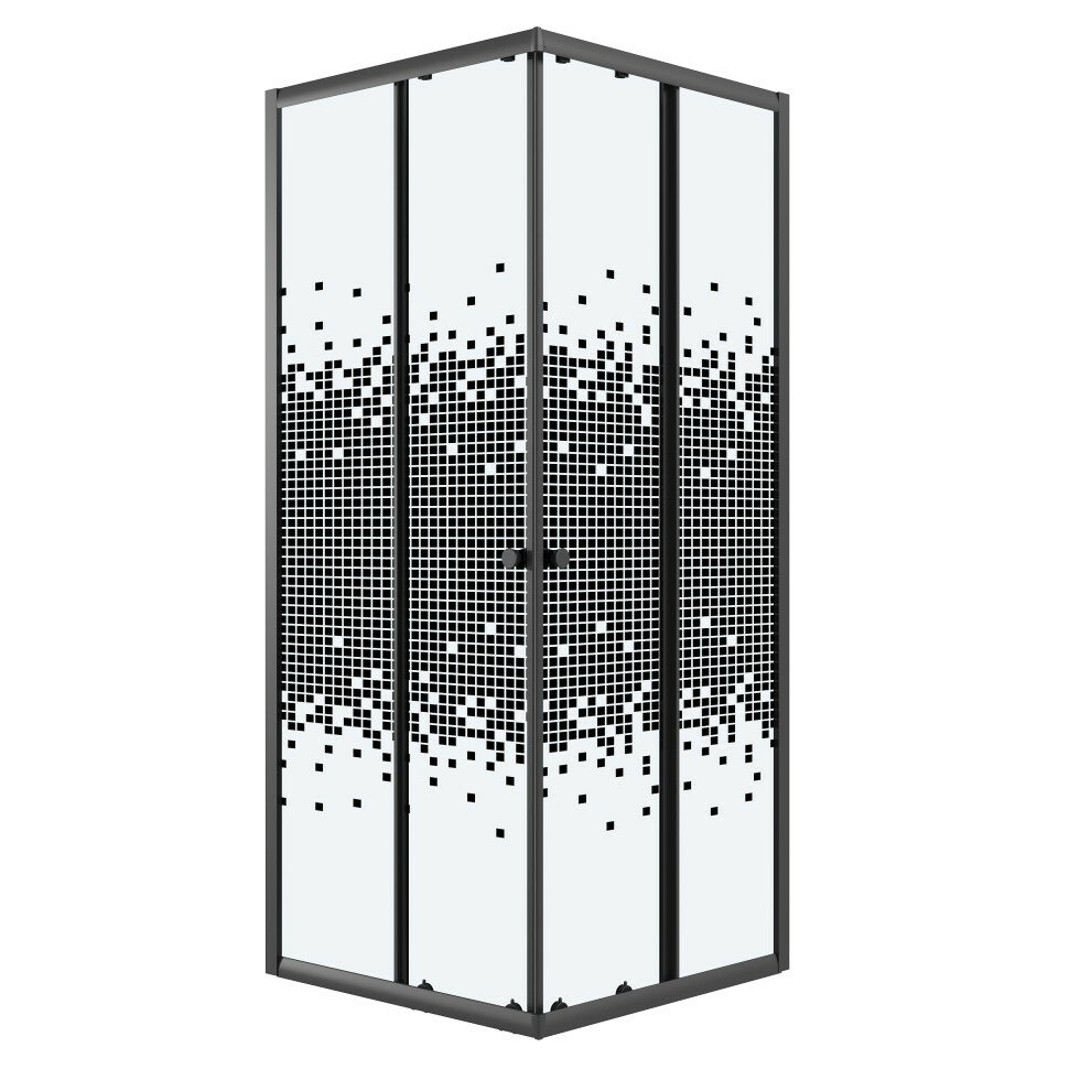 Душевое ограждение Niagara Eco NG-1008-14QBLACK (80х80х190) квадрат, раздвижное, черный, стекло мозаика,1 место