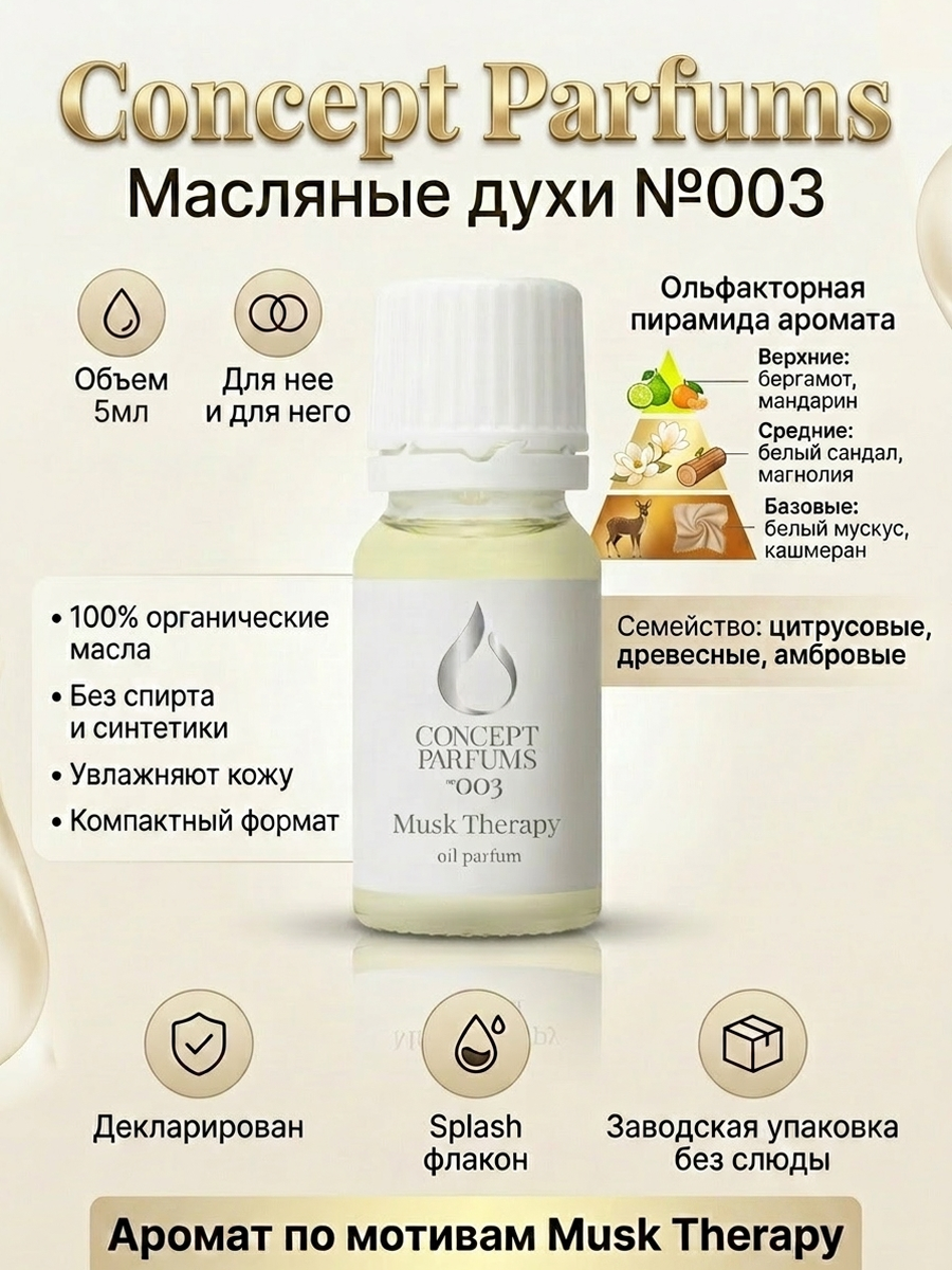 Concept Parfums 003 Масляные духи унисекс 5мл цитрусовый, древесный аромат