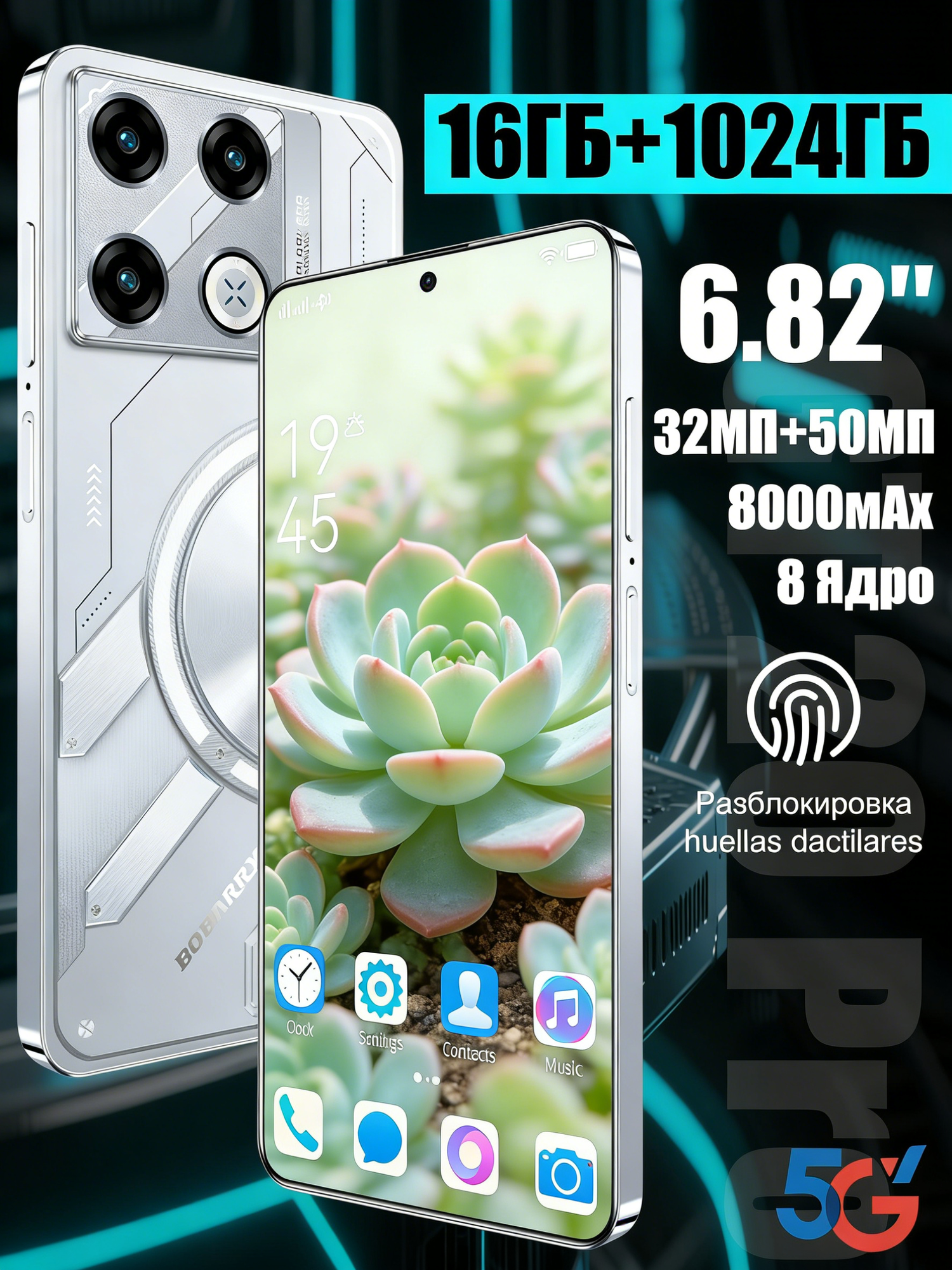 Смартфон GT20 Pro 5G Большой дисплей, быстрая зарядка, гарантия, игровой телефон NFC Snapdragon 8 Gen 3 6,82 дюйма 5G