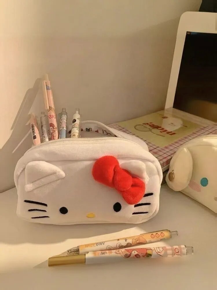 Мягкий пенал-игрушка Hello Kitty (Китти) из плюша, большой вместительный пенал для школы и офиса.