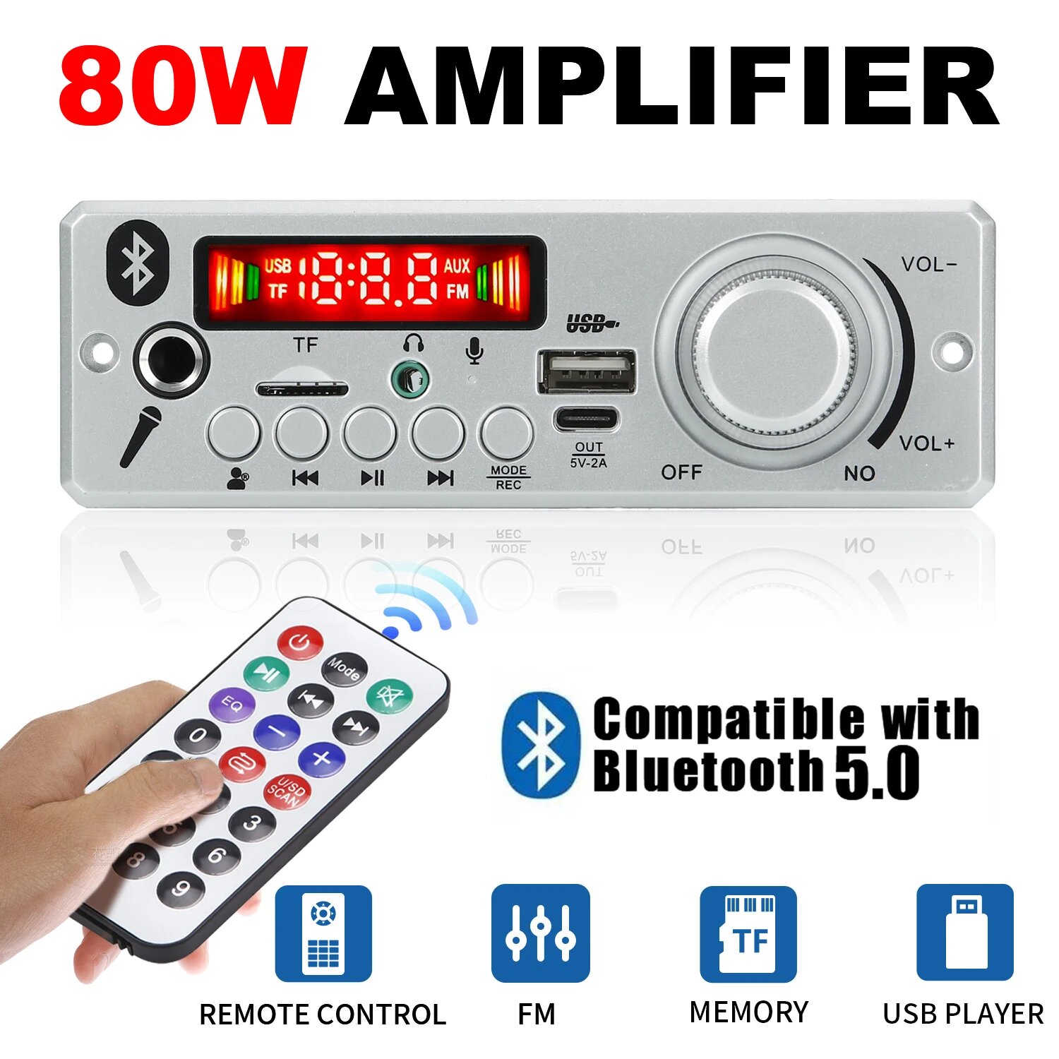 ARuiMei Bluetooth 5.0 MP3-декодер 80 Вт