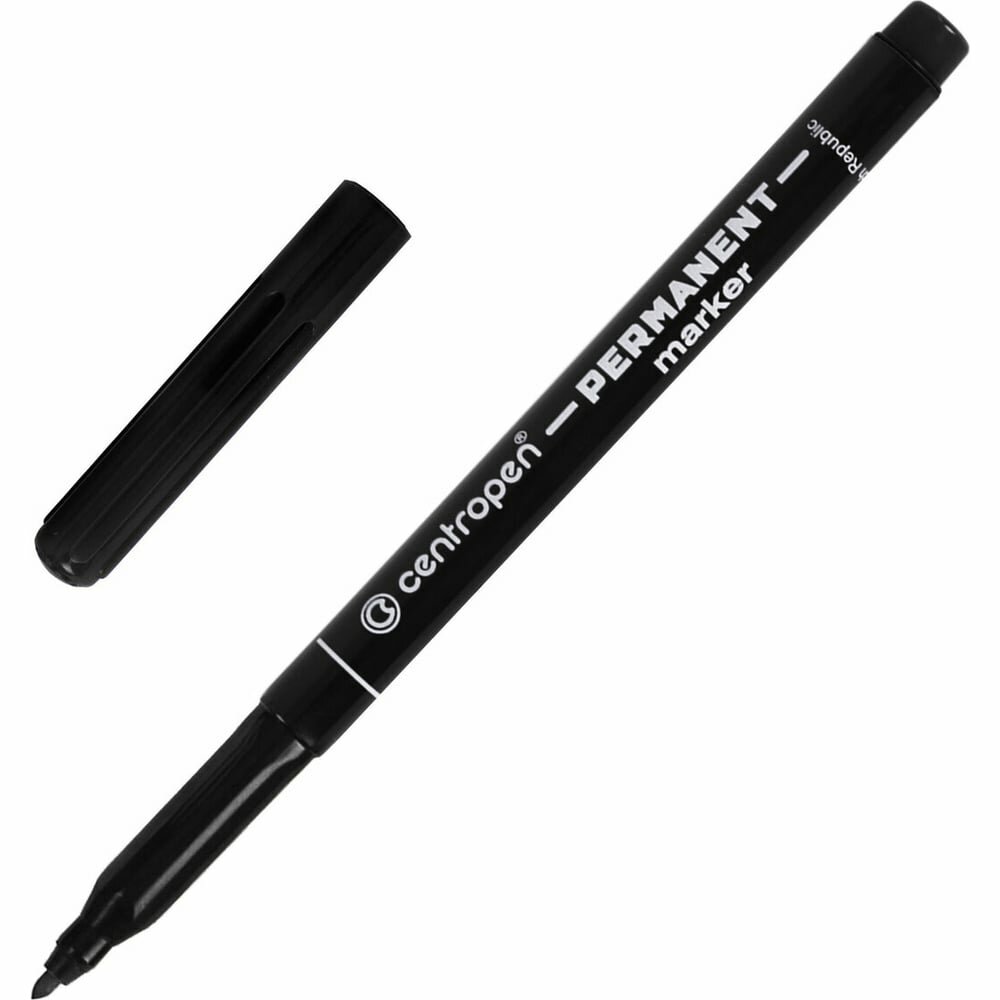 Маркер перманентный офисмаг CENTROPEN 2536, черный, тонкий наконечник, 1 мм, трехгранная зона захвата, 6 2536 0112 151099
