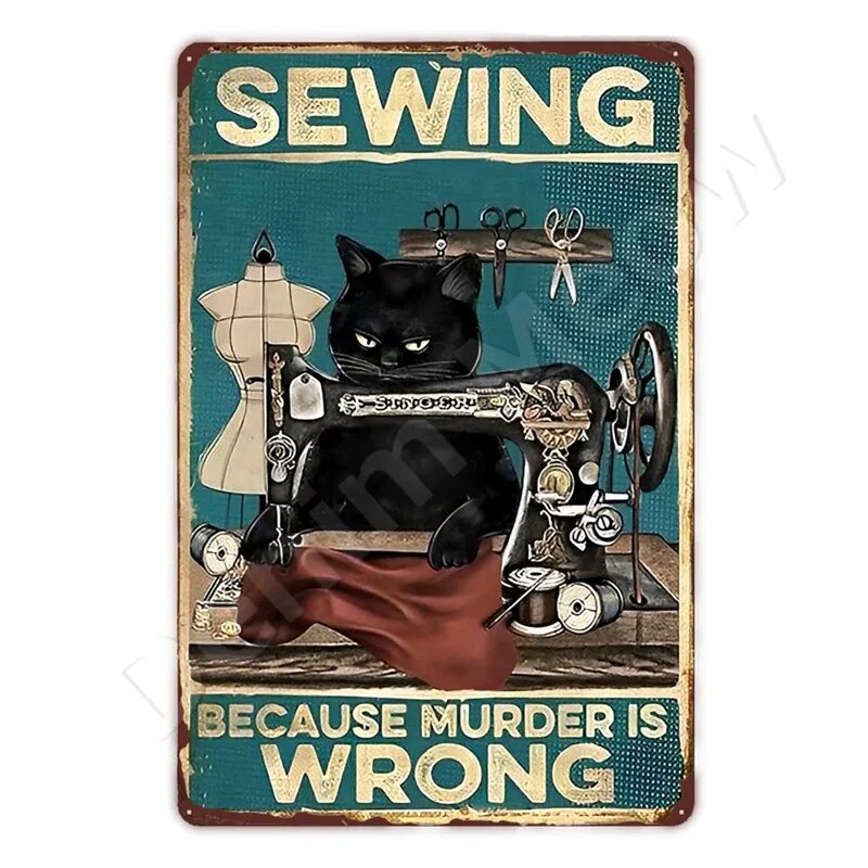 Металлический знак «Черный кот» Denim Meow Черный, 7