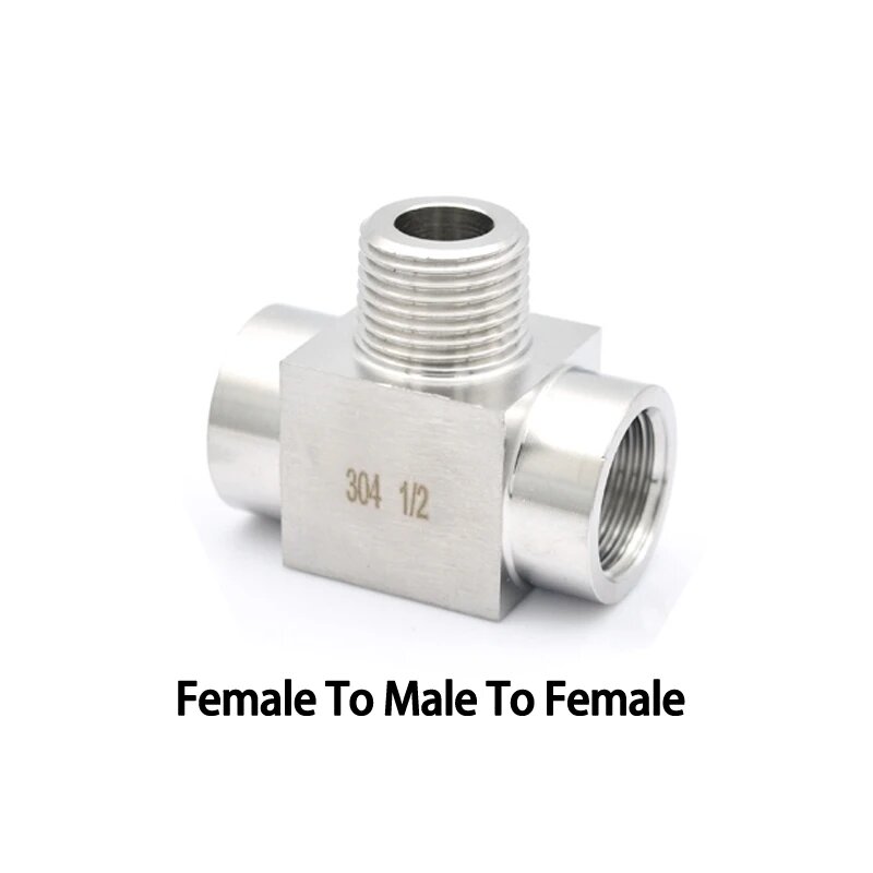 Разветвитель для труб из нержавеющей стали 304 3/8", NPT, Female-Male-Female