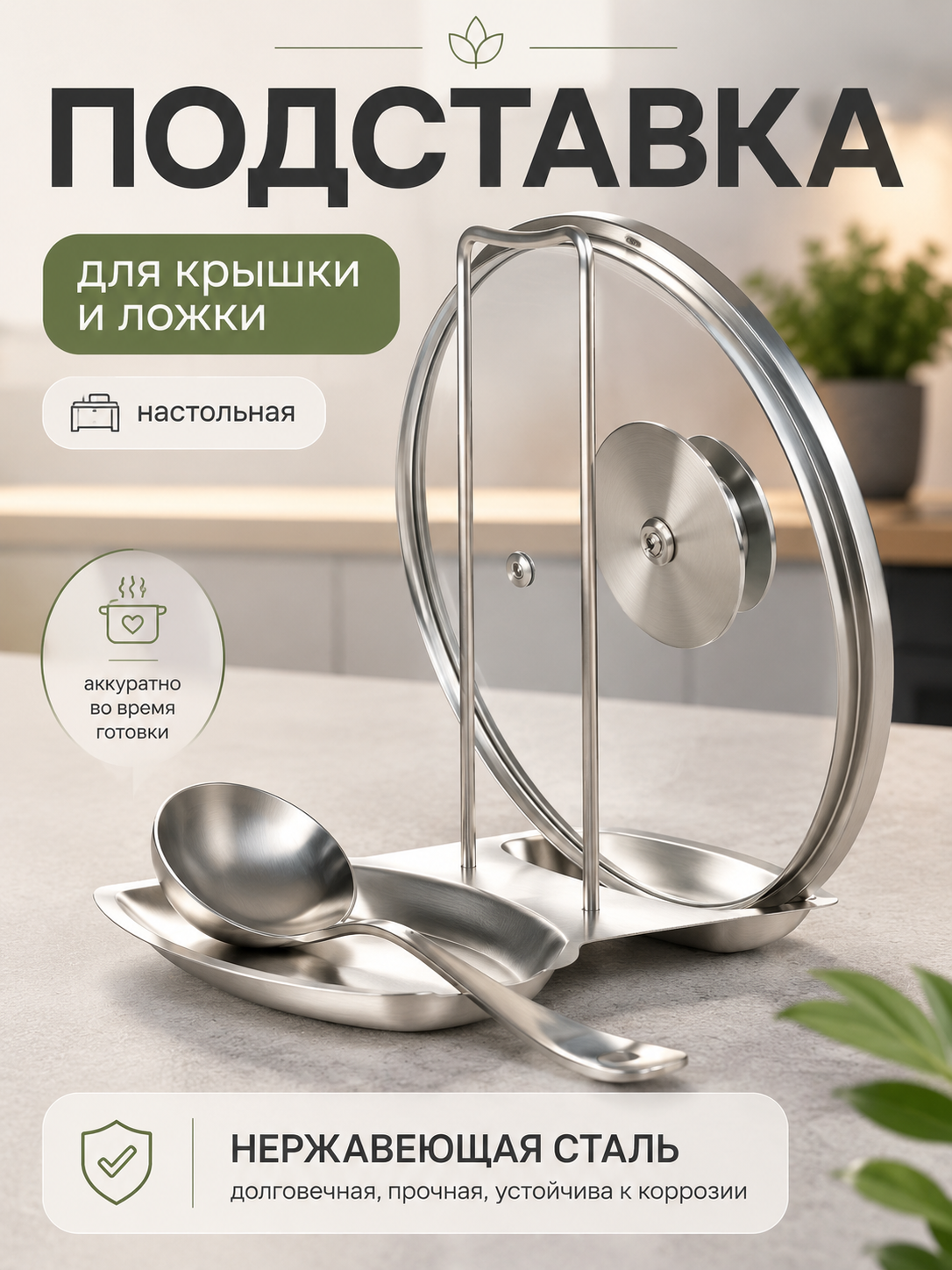 Подставка кухонная Santrade SM-KG017, нержавеющая сталь, хром