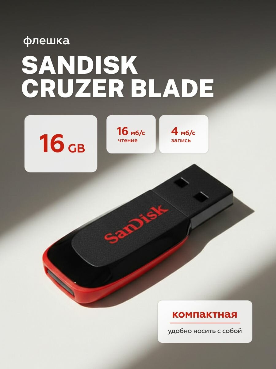 Накопитель SanDisk USB2 Flash 16GB Sandisk Cruzer Blade