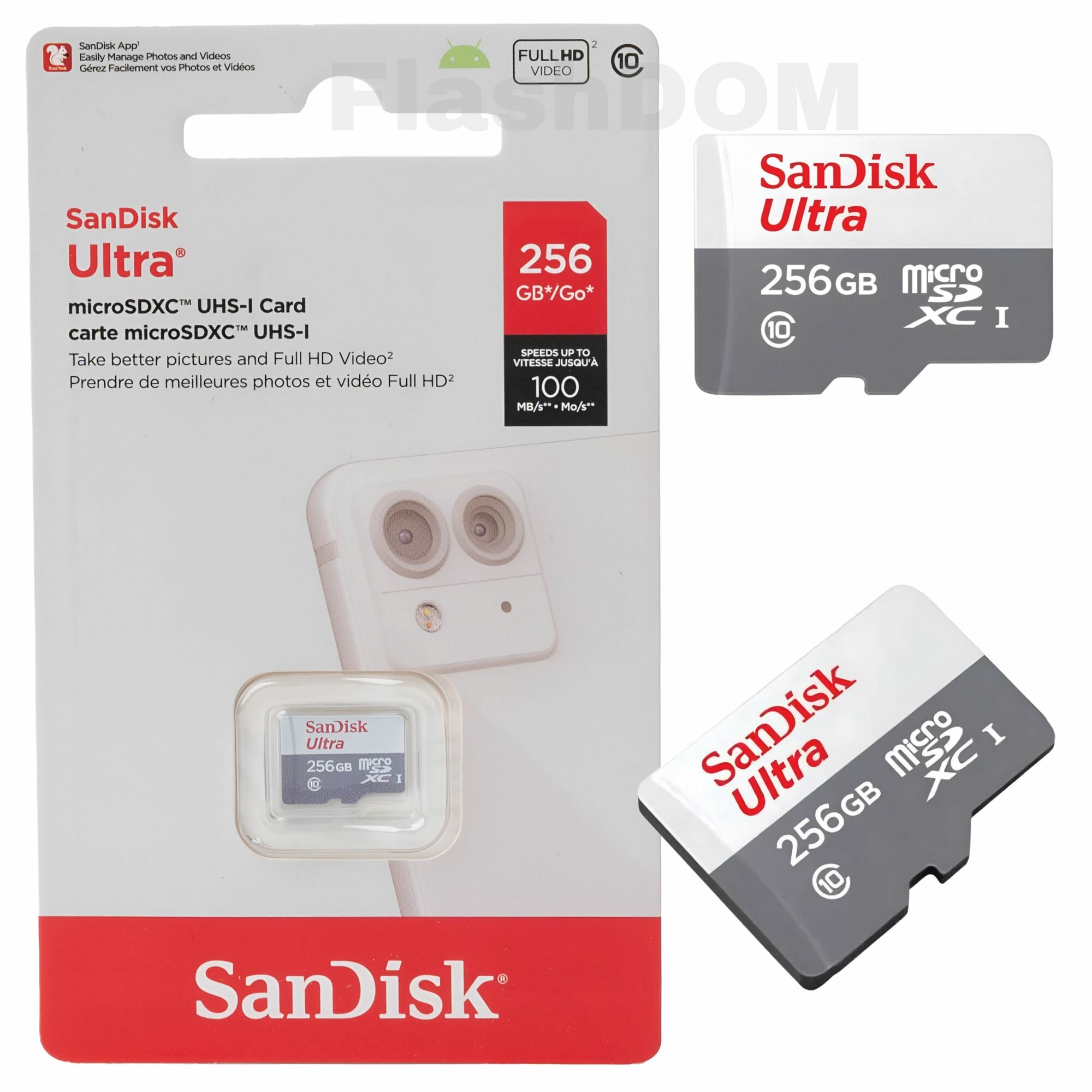Карта памяти SanDisk microSDXC 256 ГБ Ultra UHS-I, 100 Мб/с