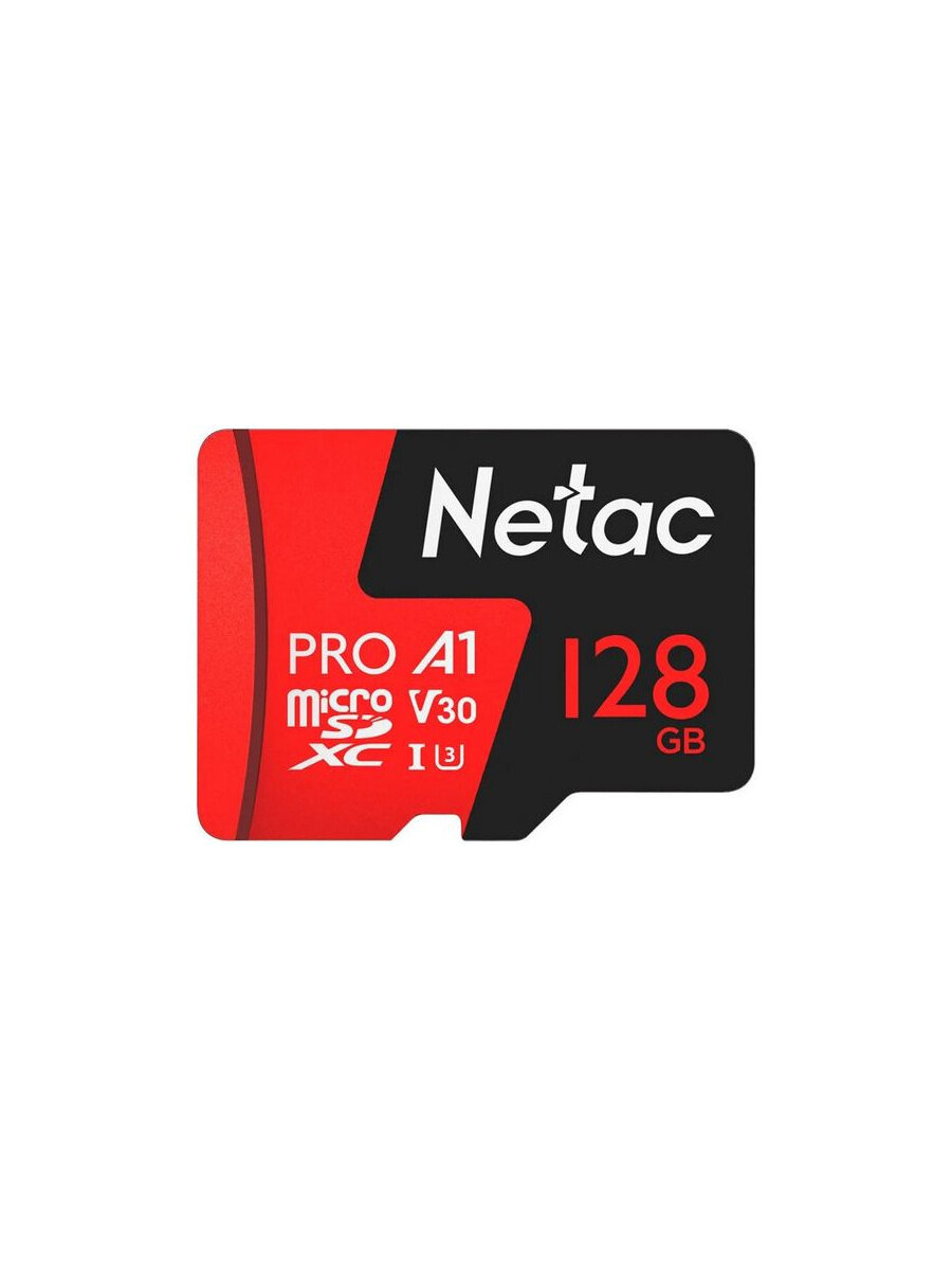 Карта памяти microSDXC UHS-I U3 NETAC P500 Extreme Pro 128 ГБ, 100 МБ/с, Class 10, NT02P500PRO-128G-S, 1 шт, без адаптера