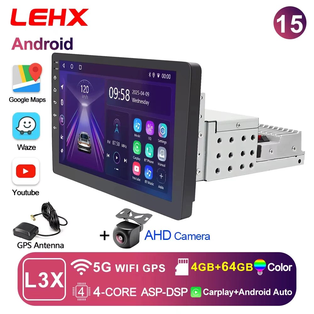 LEHX Android Автомагнитола 7" 4+64GB GPS AHD Камера RGB
