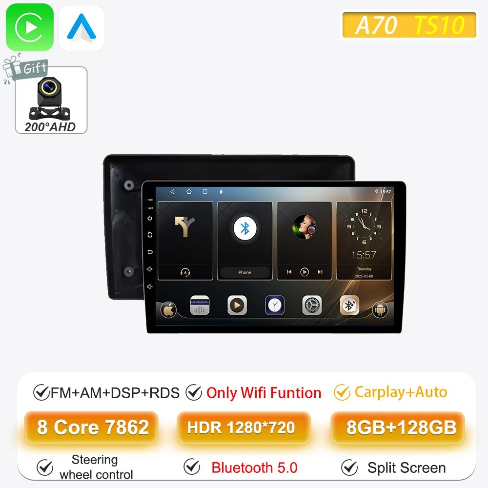 Автомагнитола Android 16 с мультимедийным плеером для Volvo C30 S40 V50 C70 8G 128G CAM No 4G