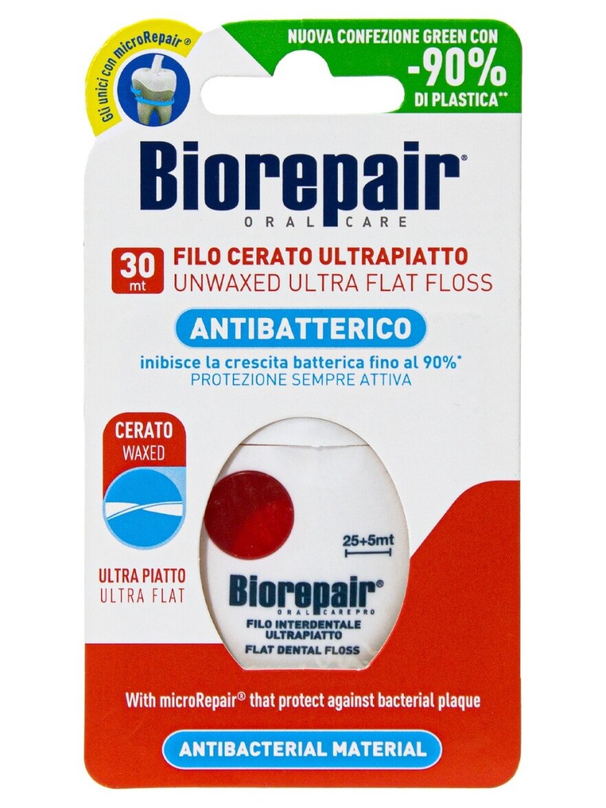 Зубная нить Biorepair Filo Non Cerato Ultrapiatto Ультра-плоская, без воска, 30 м