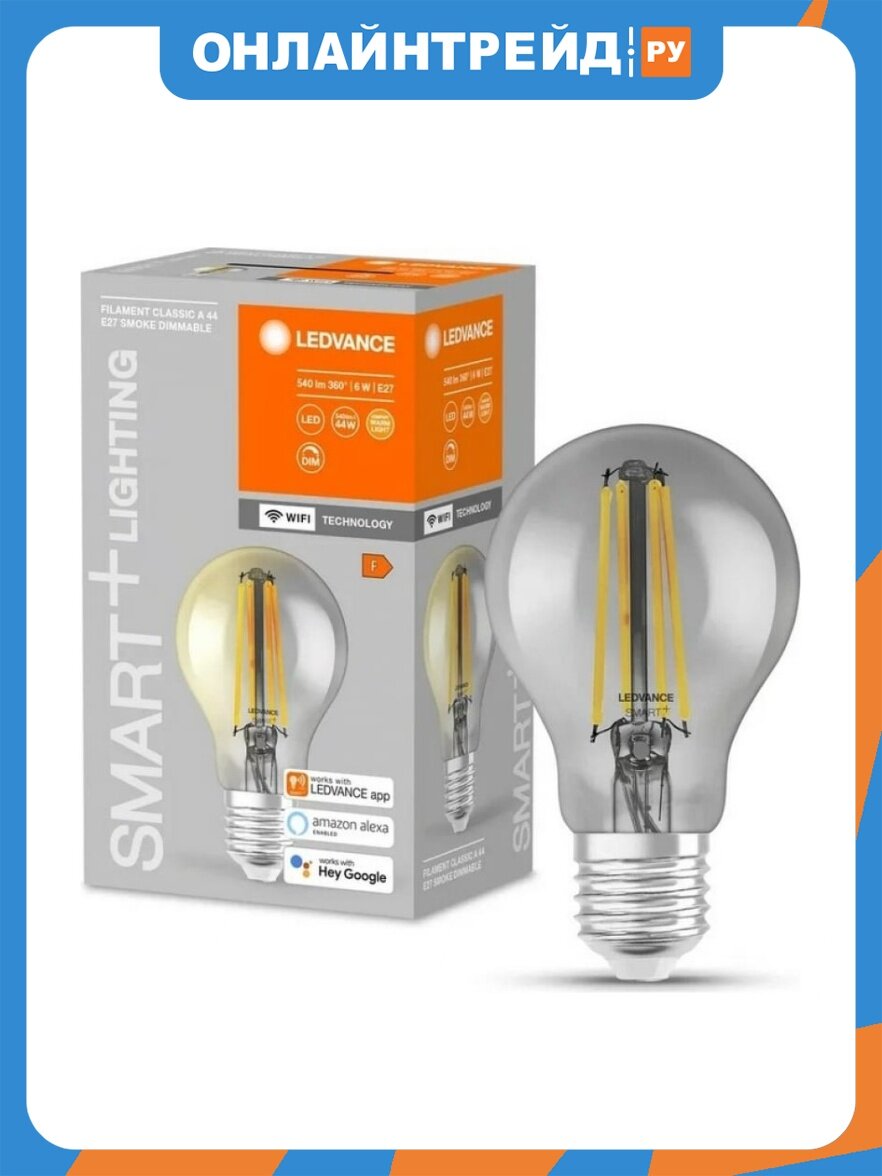Светодиодная лампа Ledvance-osram OSRAM LEDVANCE WiFi FIL Classic A Dimm 44 6 W/2500K E27 540Lm d60*105